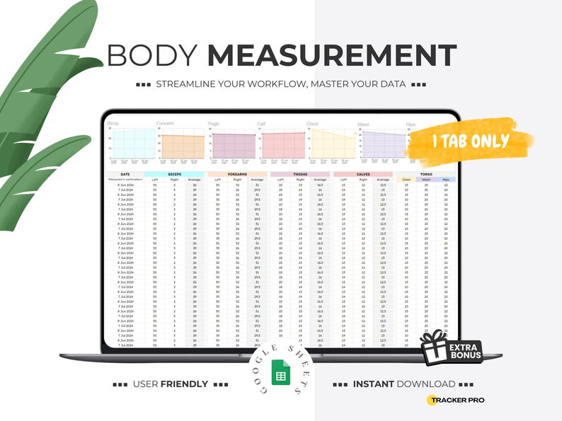 Body Measurement Tracker Fitness Tracker Health Tracker Wellness ...