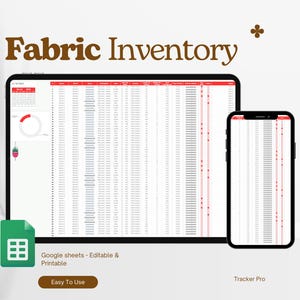 Fabric Inventory Tracker Excel Spreadsheet, Sewing Organizer, Fabric ...