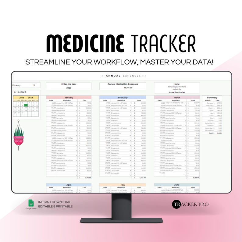 Medication Tracker Google Sheet, Daily Medication Log, Medication ...