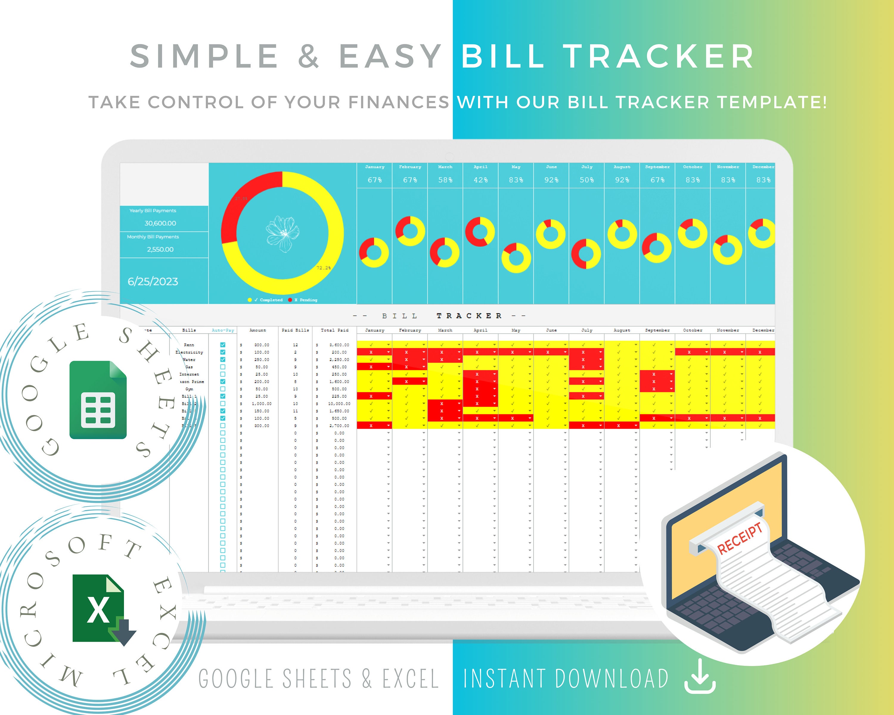 Utility Bill Tracker Excel Spreadsheet, Utilities Tracker Google Sheets ...