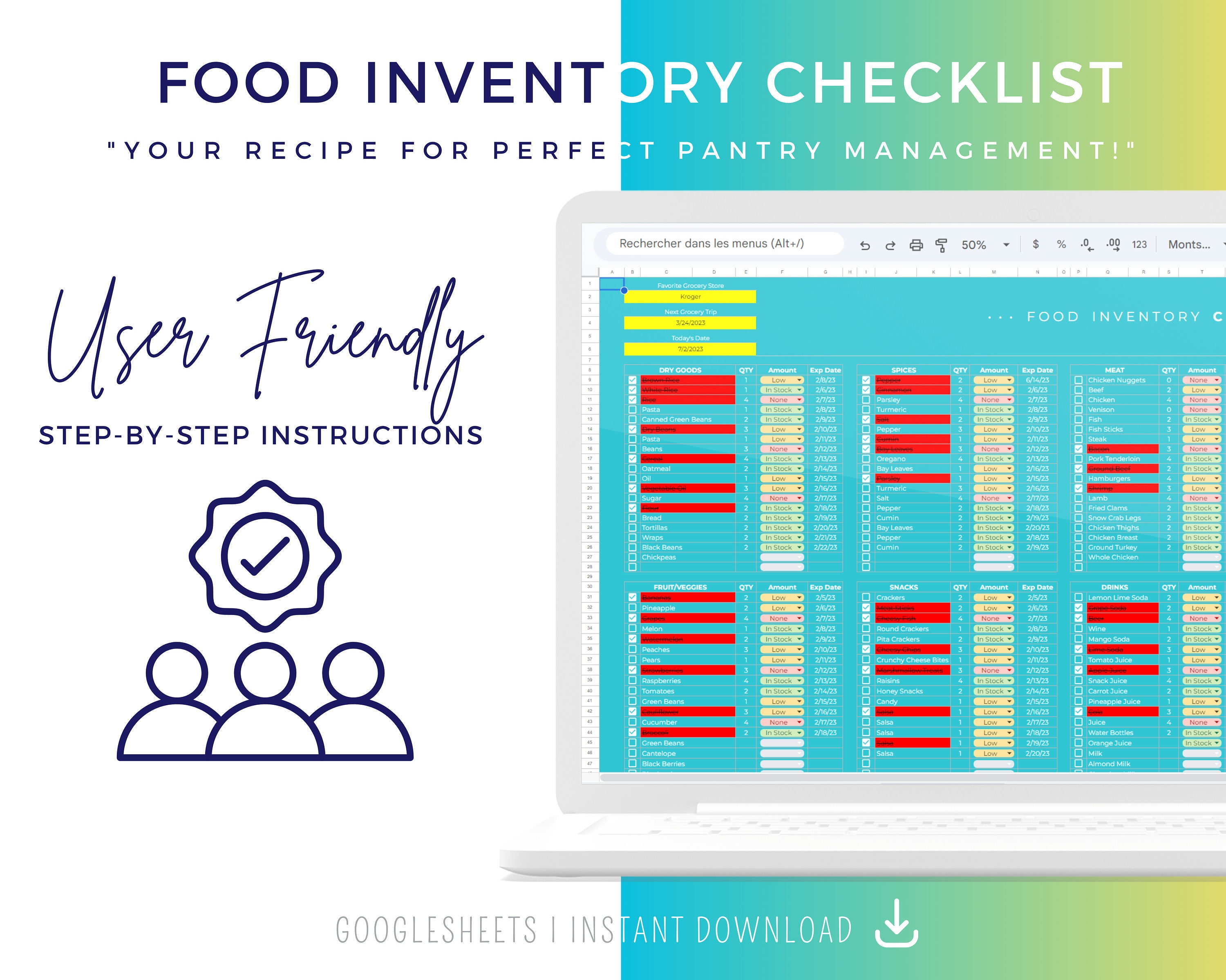 Food Tracker Template, Food Tracker Spreadsheet List Pantry Supplies ...