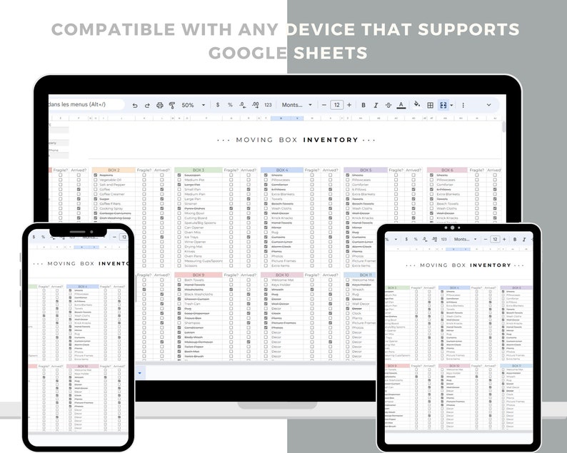 Moving Box Inventory Template, Moving Planner, Moving Box Checklist ...
