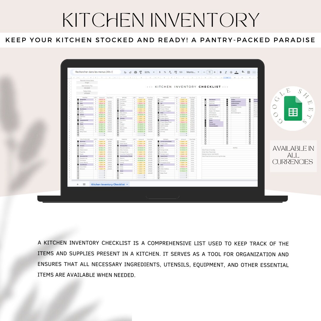 Freezer Inventory Template, Freezer Checklist, Freezer List, Food ...