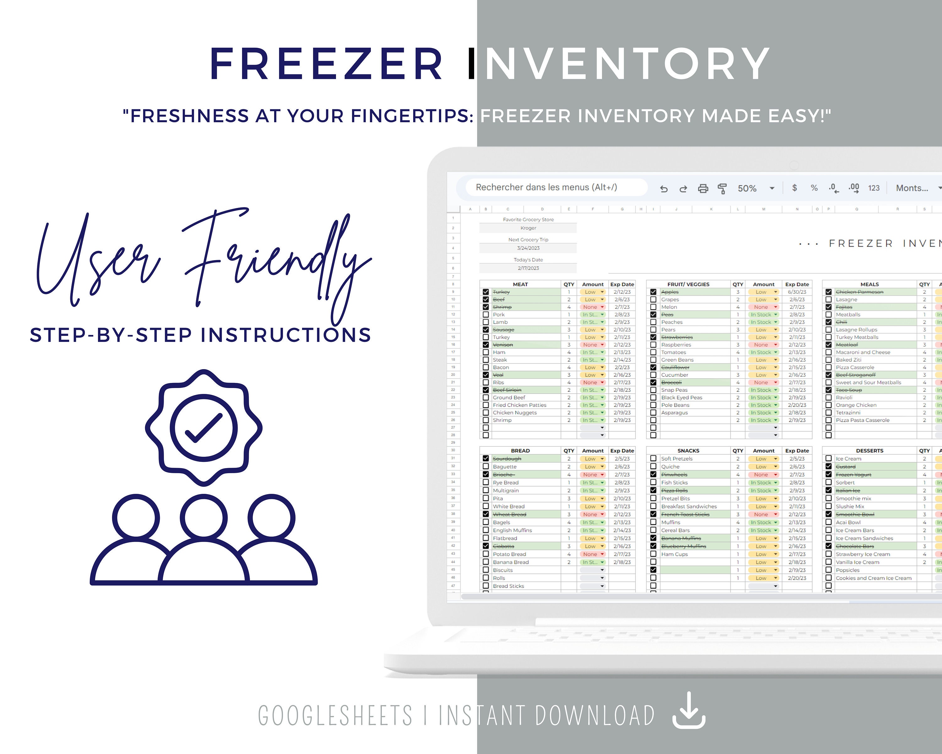 Freezer Inventory Template Freezer Checklist Freezer List - Etsy