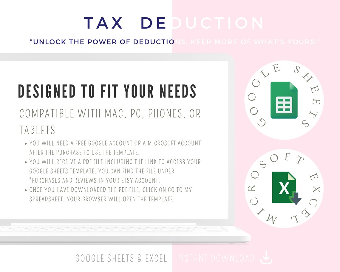 Tax Deduction Tracker Excel Spreadsheet, Editable Tax Deductions List ...
