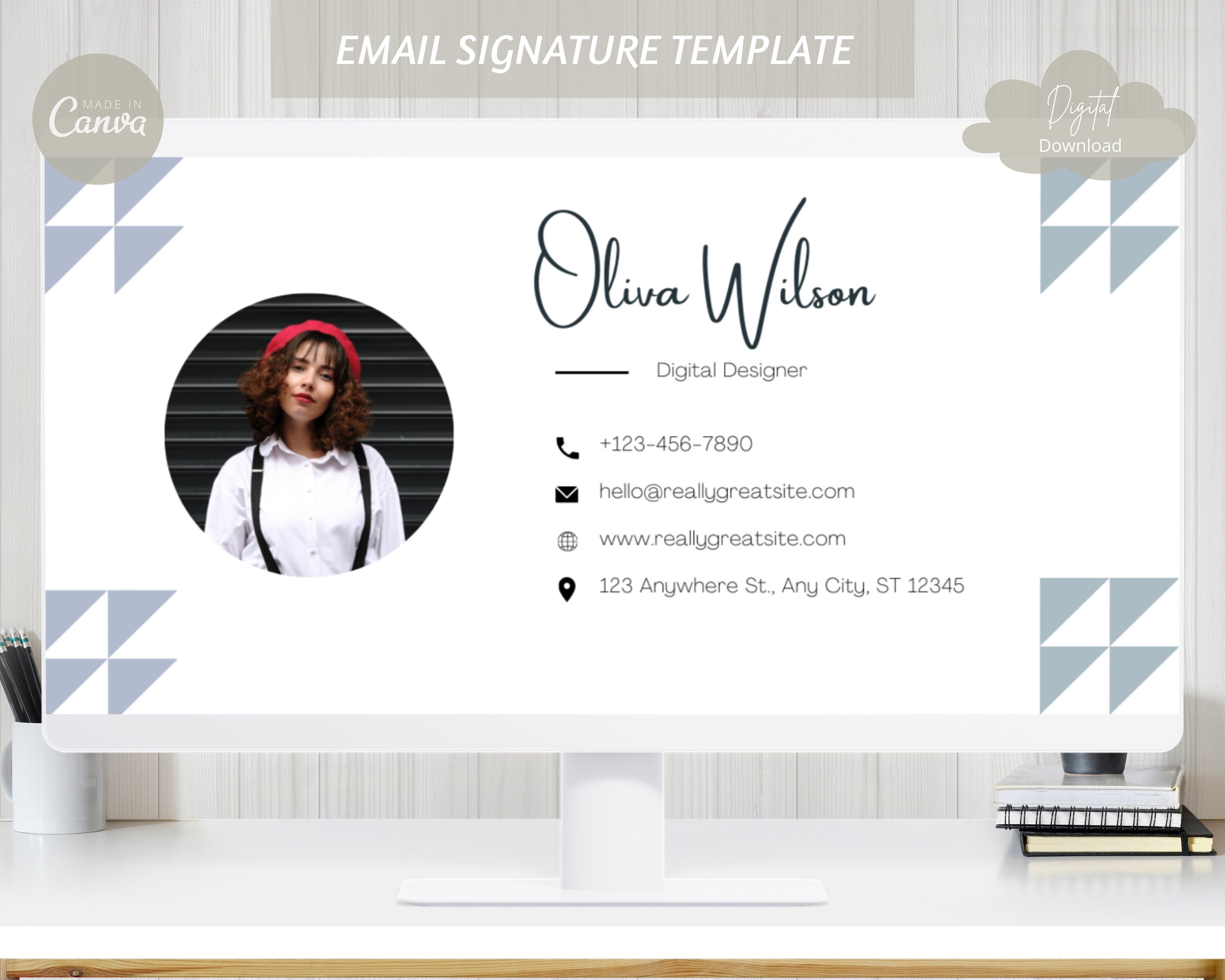 Email Signature Template Clickable Link, Gmail Email Signature, Html ...