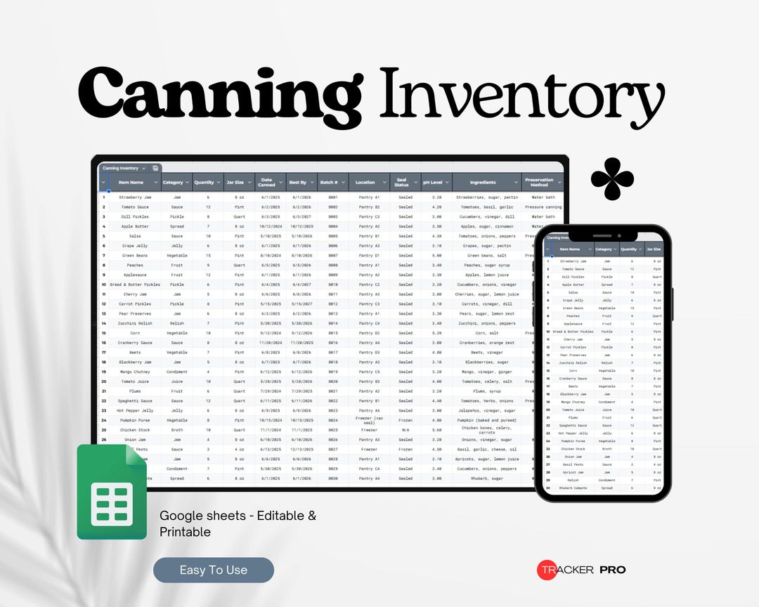 Canning Inventory Tracker, Canning Journal, Pantry Inventory Log ...