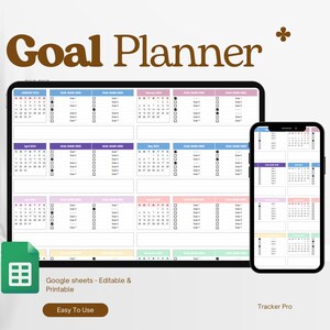 Goal Setting Planner Spreadsheet, Editable Productivity Tracker ...