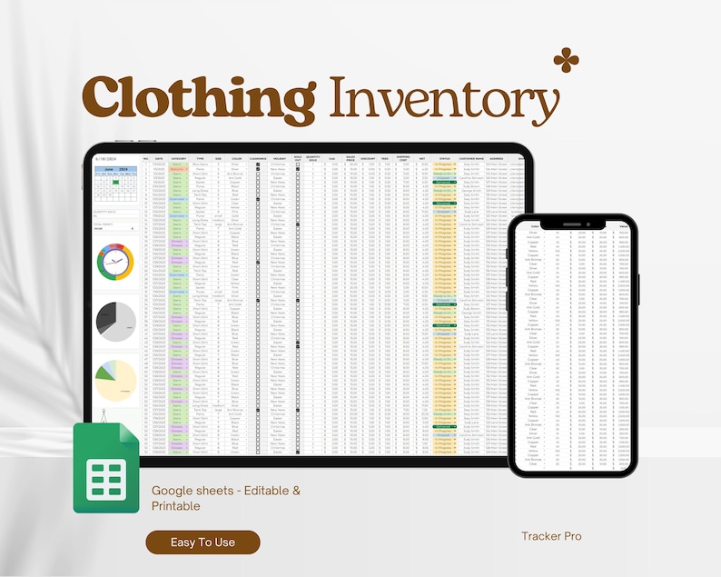 Clothing Inventory Template, Clothing Business Inventory Tracker Log ...