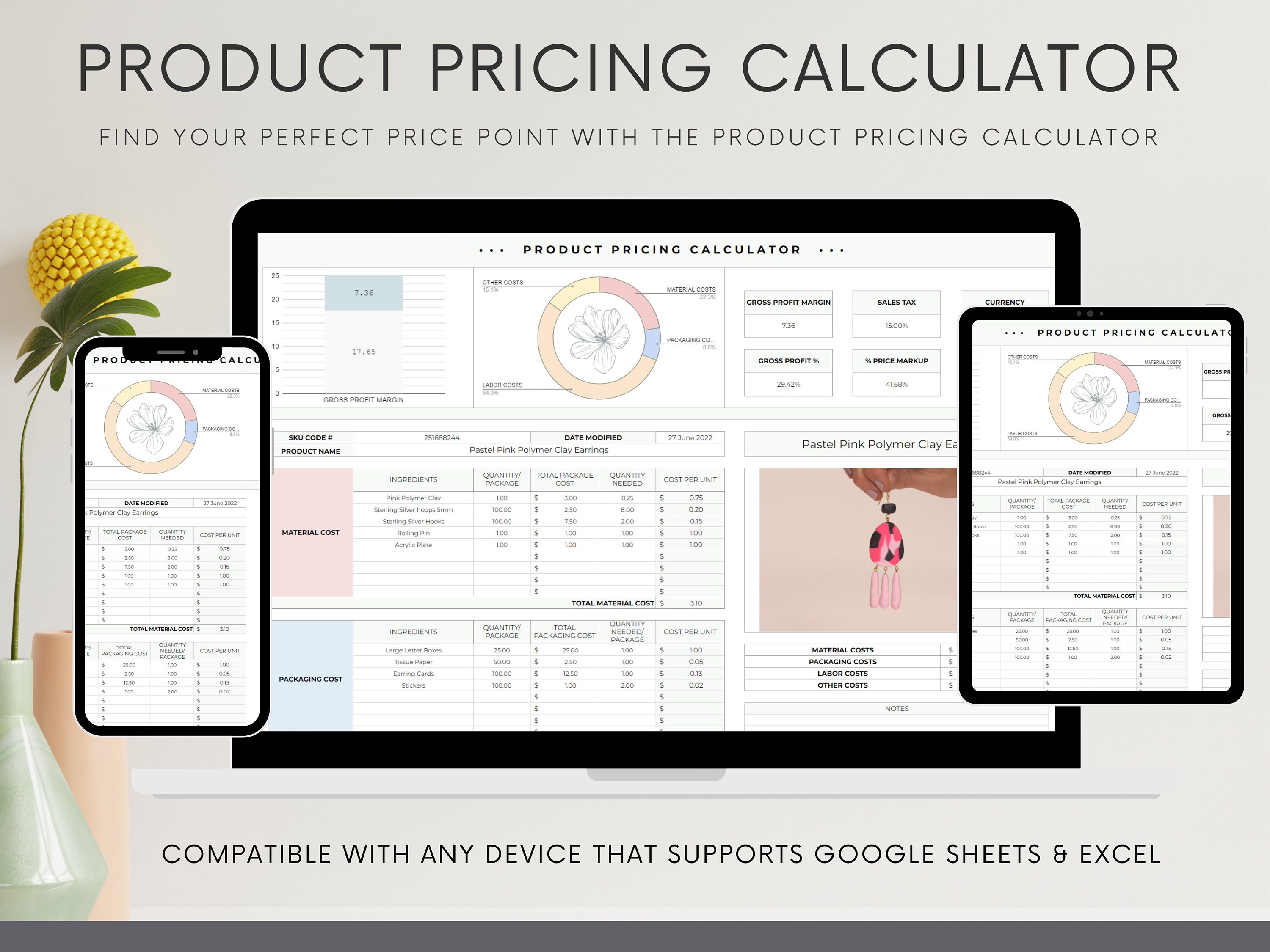 Product Pricing Calculator Spreadsheet for Excel and Google Sheets ...