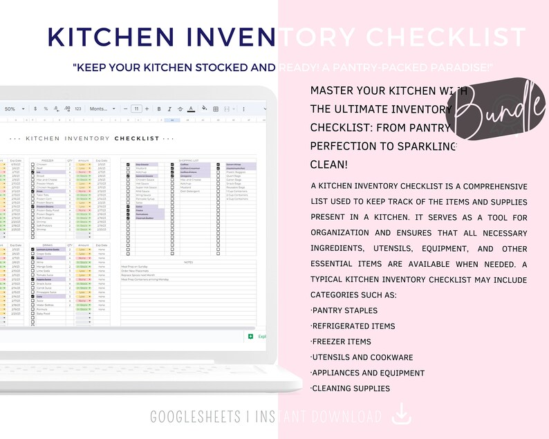 Food Inventory Tracker List, Kitchen Inventory,pantry Inventory ...