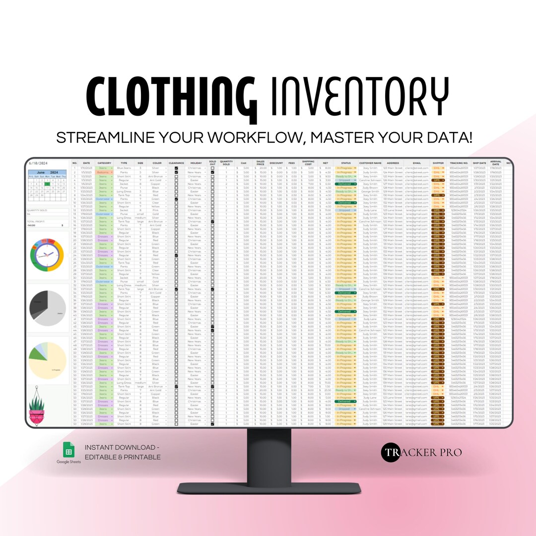 Clothing Inventory Template, Clothing Business Inventory Tracker Log ...