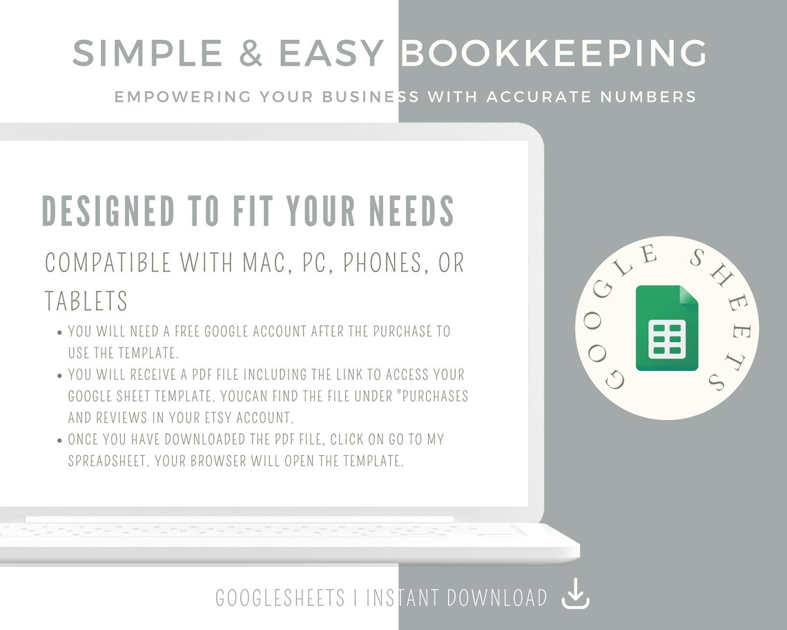 Easy & Simple Bookkeeping Template Google Sheets Income and Expense ...