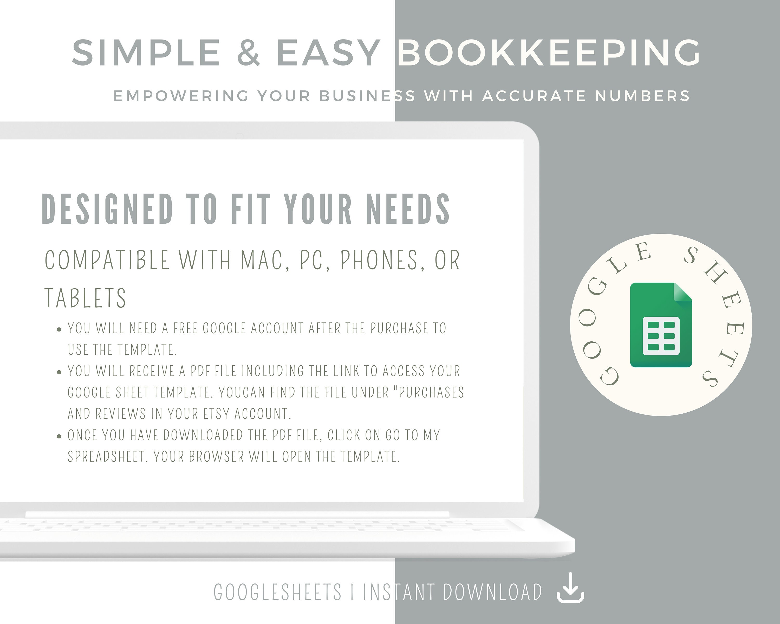 Easy & Simple Bookkeeping Template Google Sheets Income and Expense ...