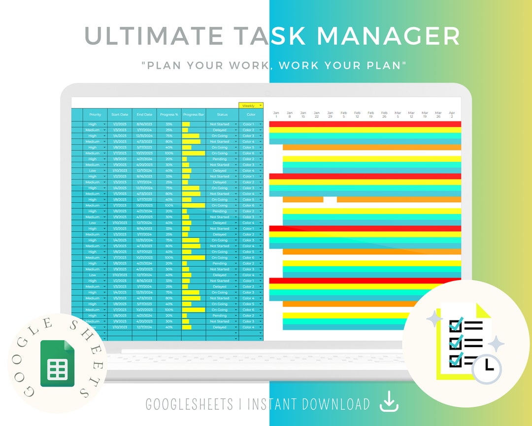 Task Management Google Sheets, Task Manager Spreadsheet, Task ...