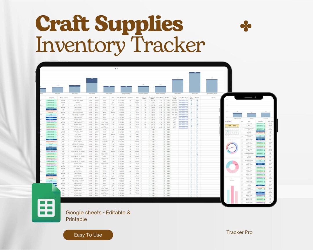 Craft Business Template Editable, Craft Supplies Inventory Tracker ...