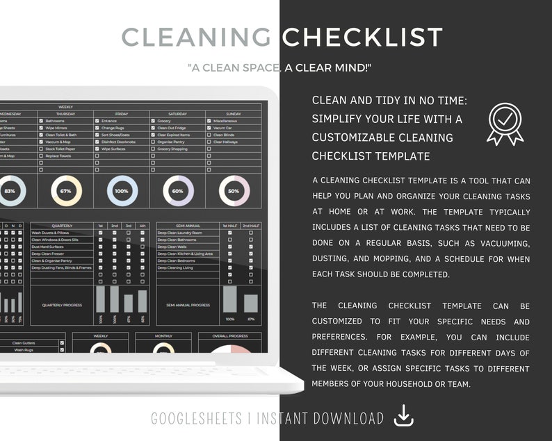 Cleaning Schedule Spreadsheet, Cleaning Checklist, Cleaning Tracker ...