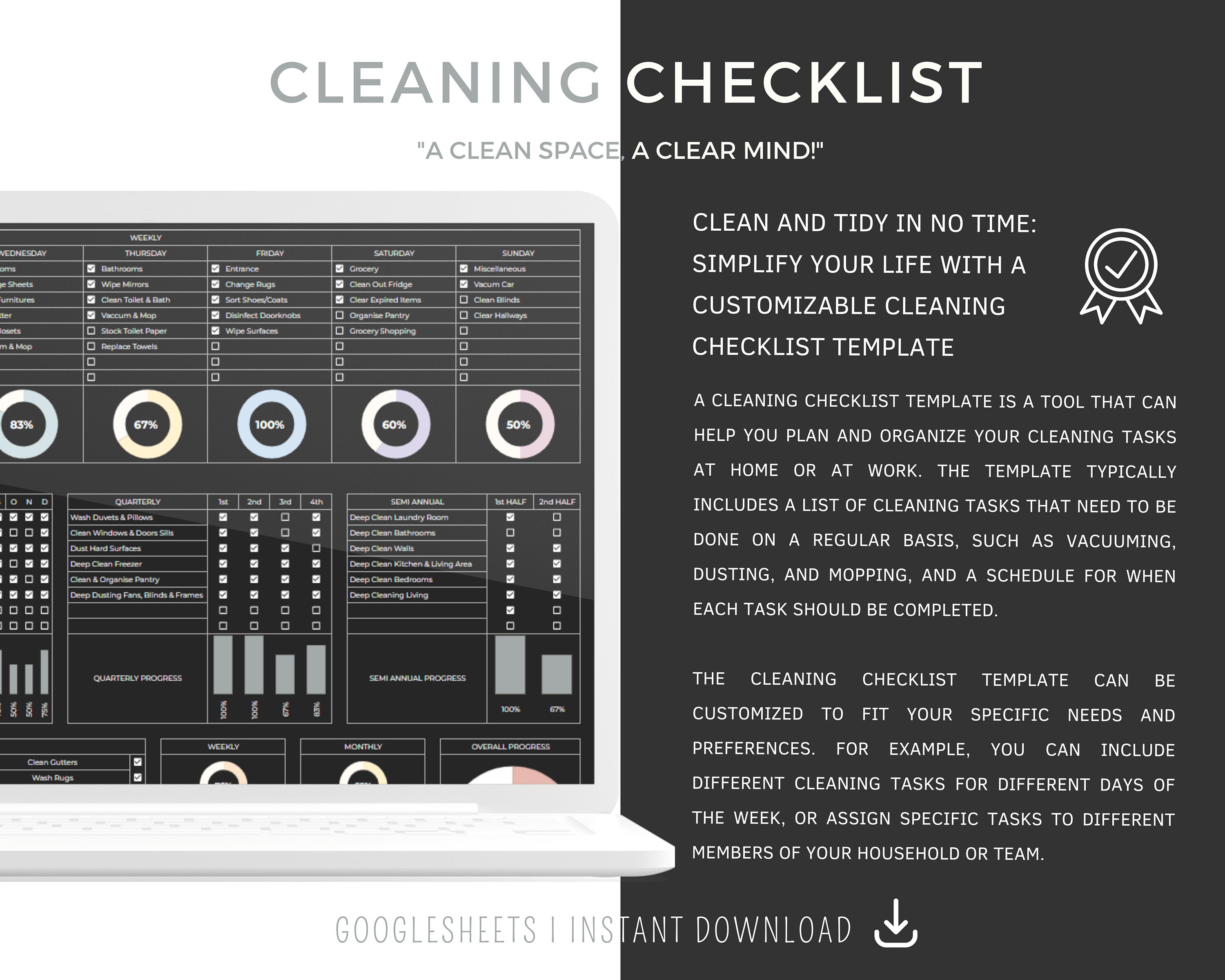 Cleaning Schedule Spreadsheet, Cleaning Checklist, Cleaning Tracker ...