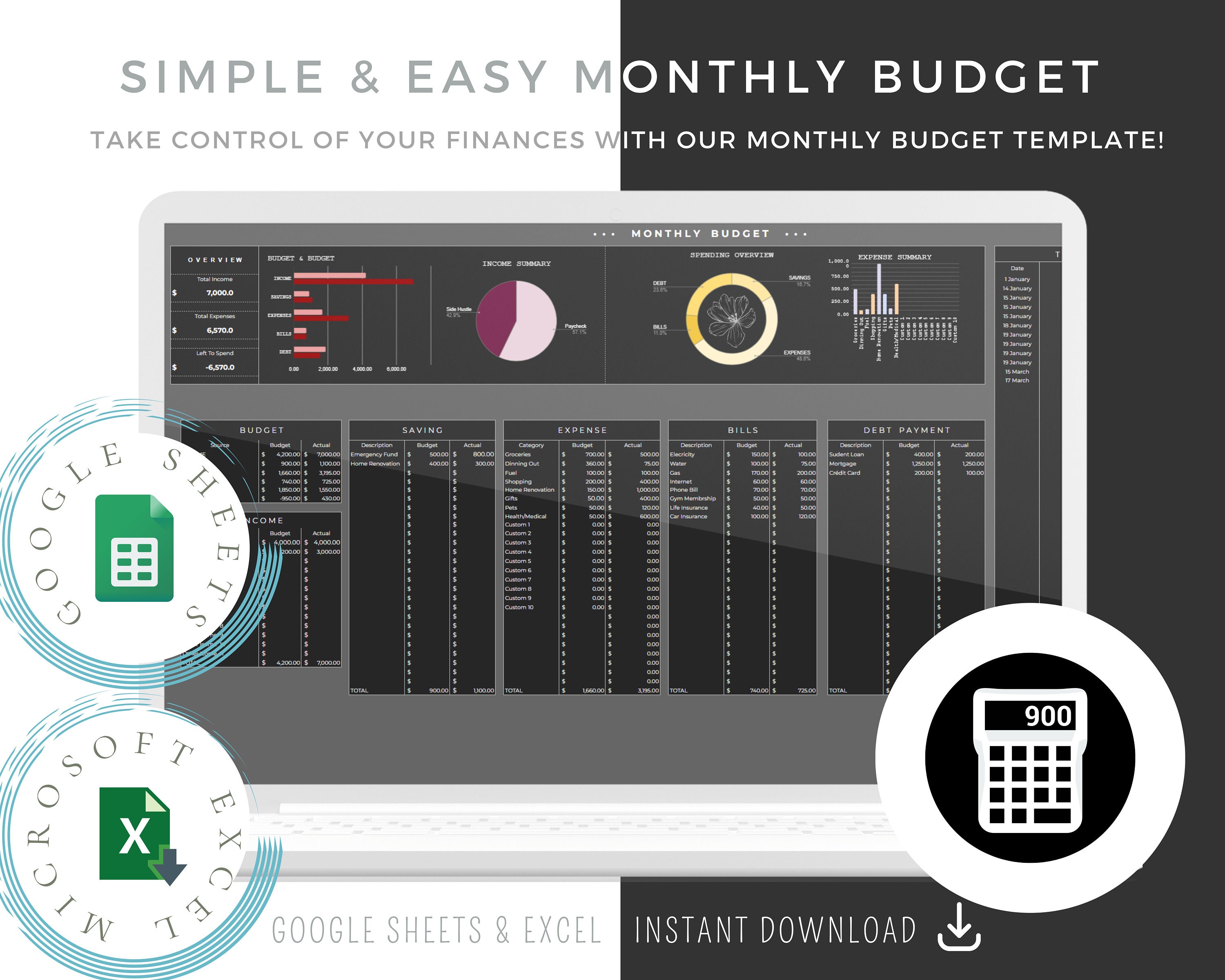 Monthly Budget Spreadsheet Pastel Google Sheets Budget Template ...