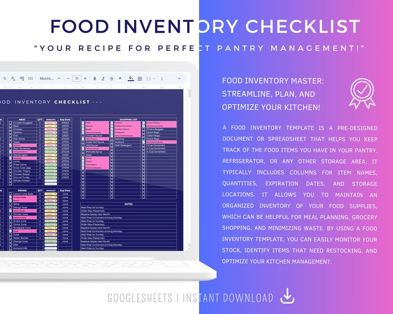 Food Tracker Spreadsheet, Food Inventory Template List Refrigerator ...