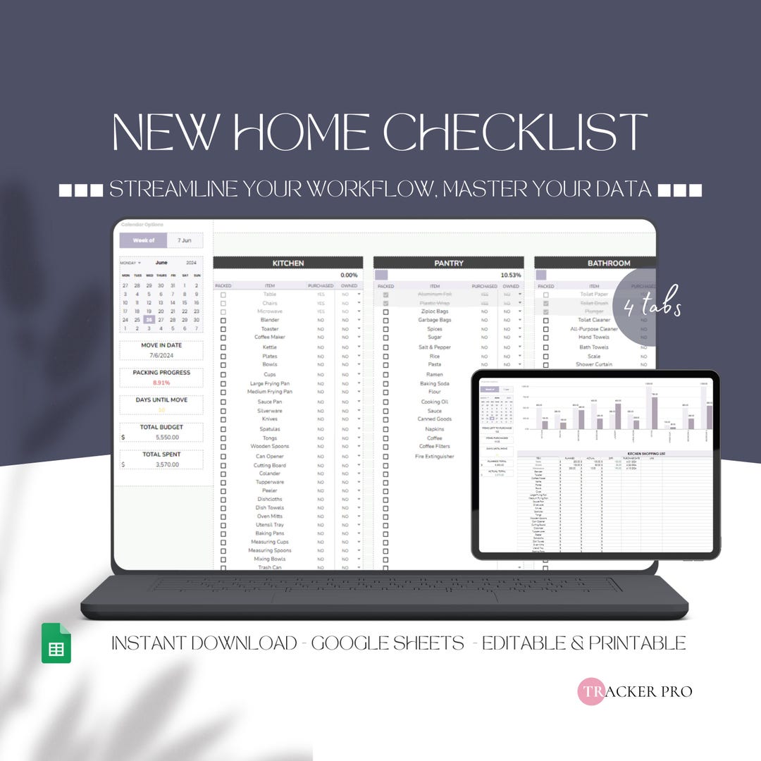 New Home Essentials Checklist, First New Home Checklist, Room by Room ...