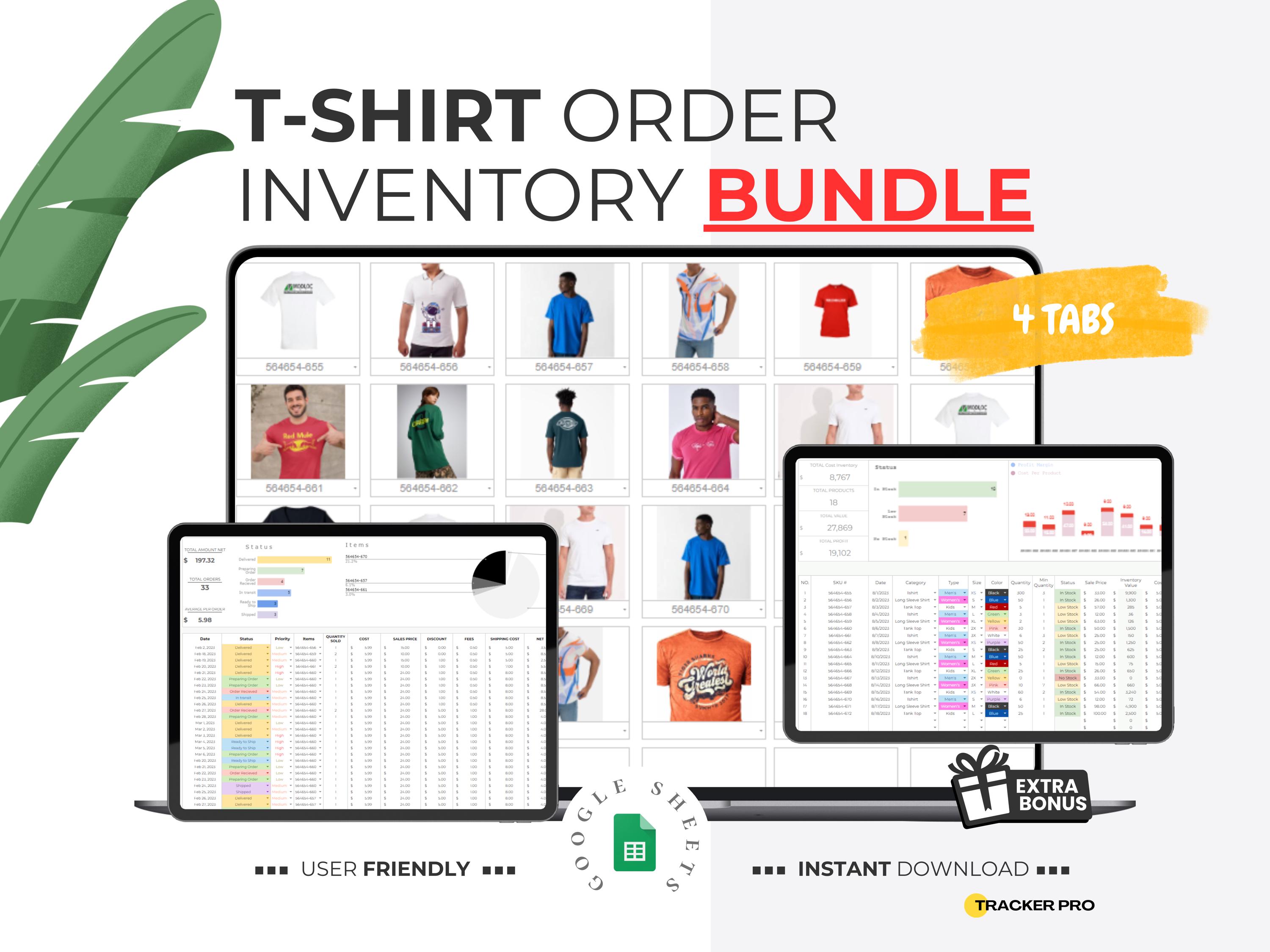 Apparel Inventory Tracker, T-shirt Inventory Spreadsheet Template, Log ...