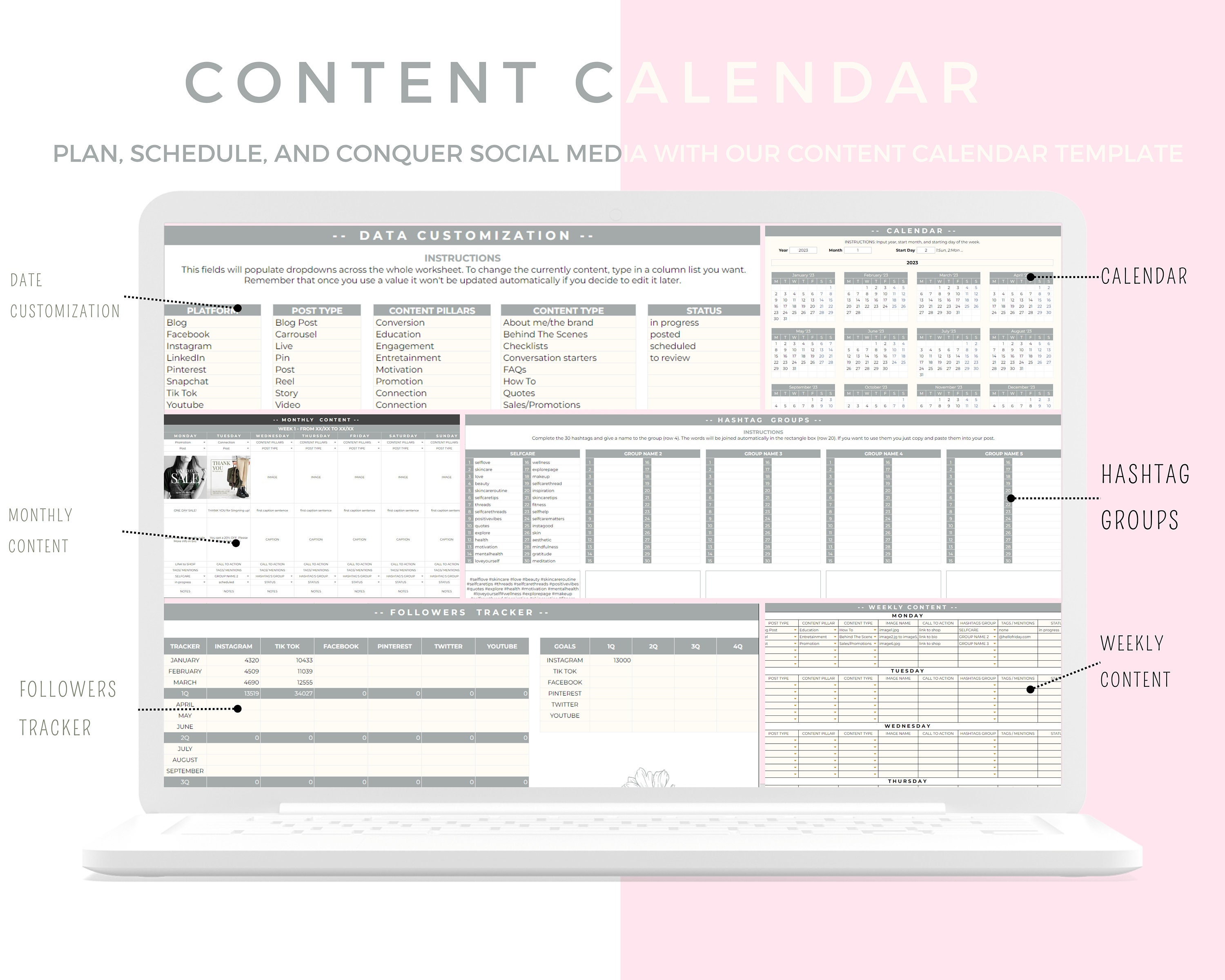 Social Media Content Calendar Content Planner Template Google Sheets ...