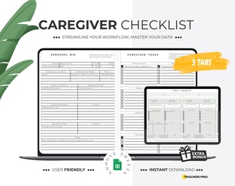 Caregiver Checklist Spreadsheet Template, Caregiver Log Google Sheets ...
