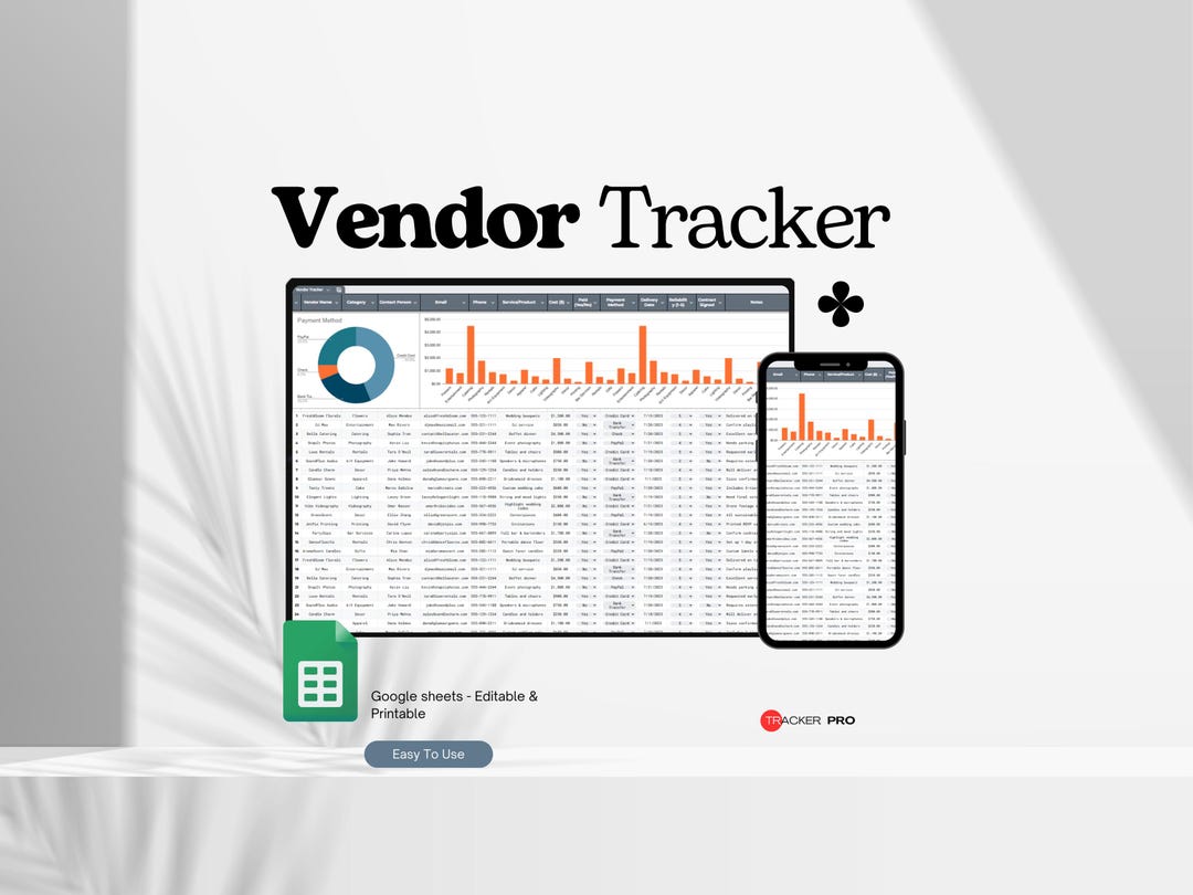 Vendor Tracker Template, Supplier Contact List, Supply Tracking Sheet ...