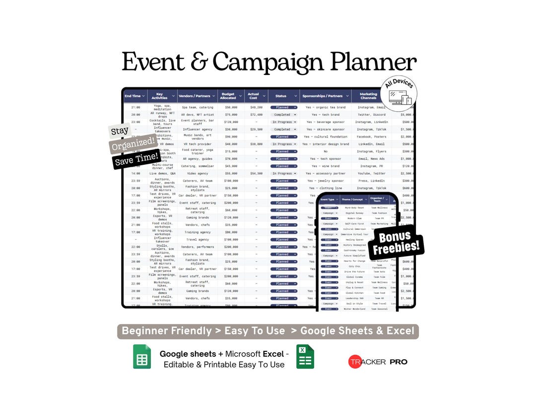 Immersive Event and Campaign Planner Google Sheets Template Marketing ...