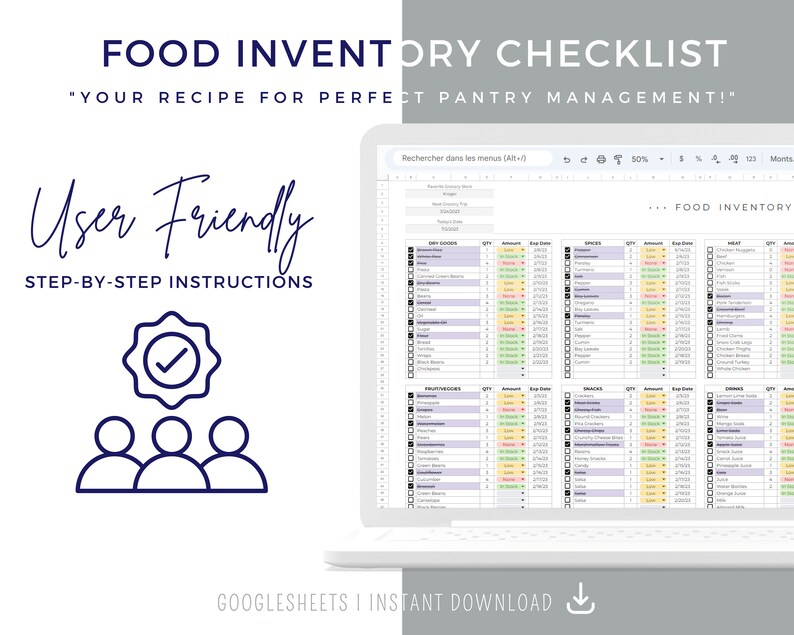 Food Inventory Template, Food Tracker Spreadsheet List Refrigerator ...
