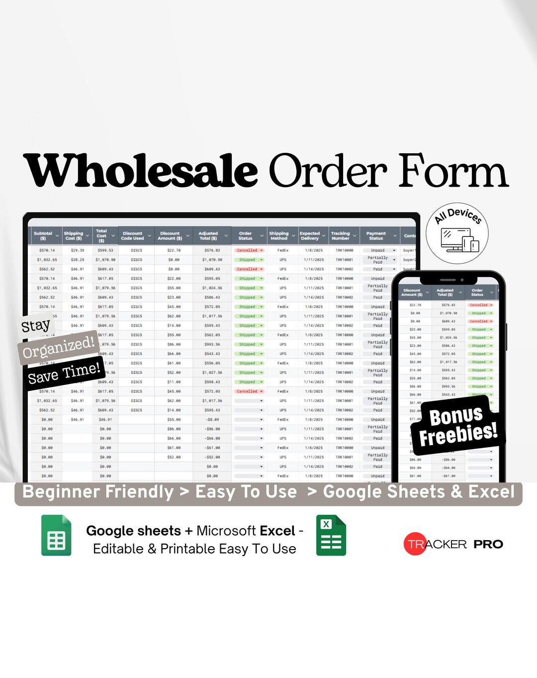 Wholesale Order Form Template Google Excel, Bulk Product Order Sheet ...