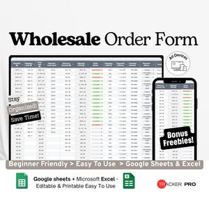 Wholesale Order Form Template Google Excel, Bulk Product Order Sheet ...