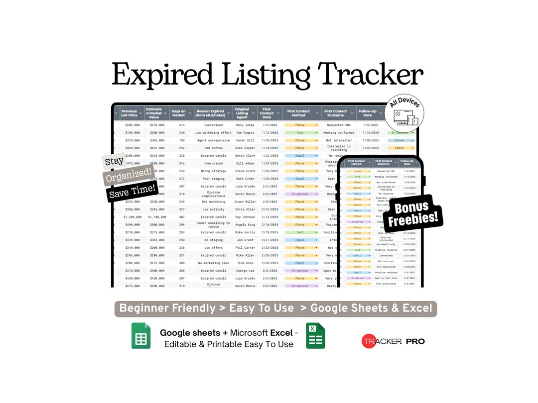 Expired Listing Tracker Google Sheets Template (real Estate Expired ...