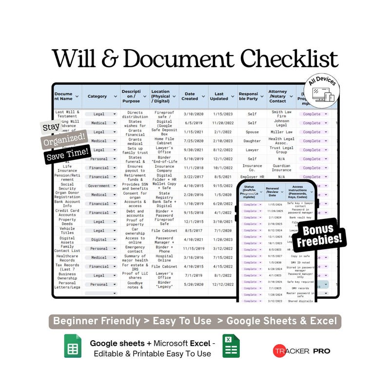 Life Documents Checklist - Etsy