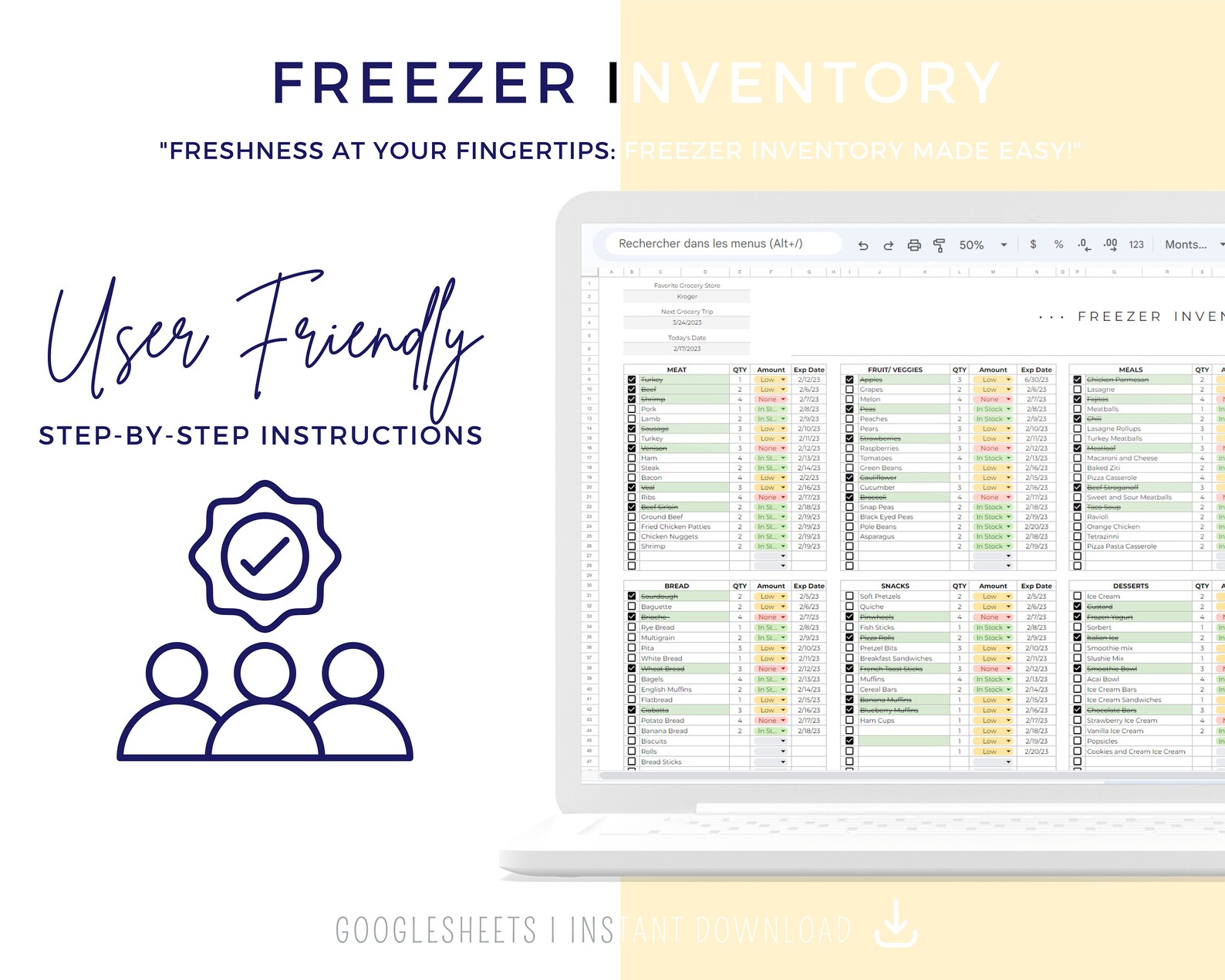 Freezer Inventory Template, Freezer Checklist, Freezer List, Food ...