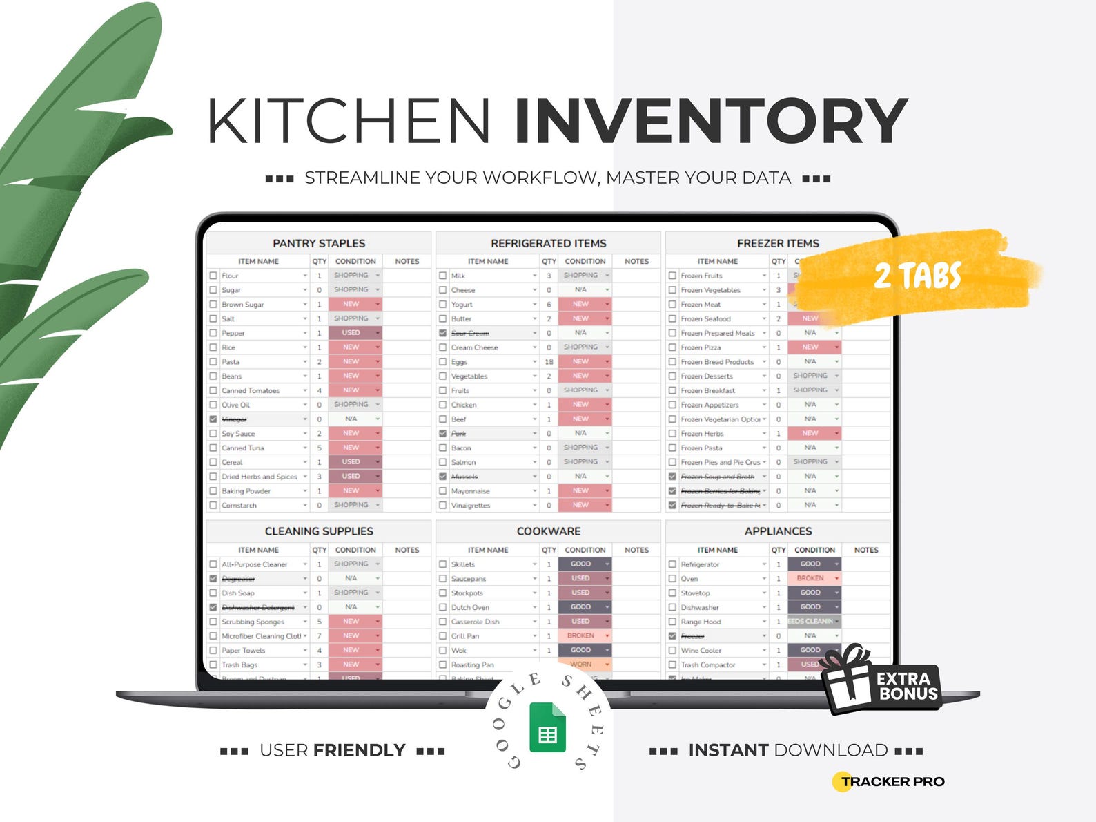 Food Inventory Tracker, Kitchen Inventory, Pantry Inventory, Freezer ...