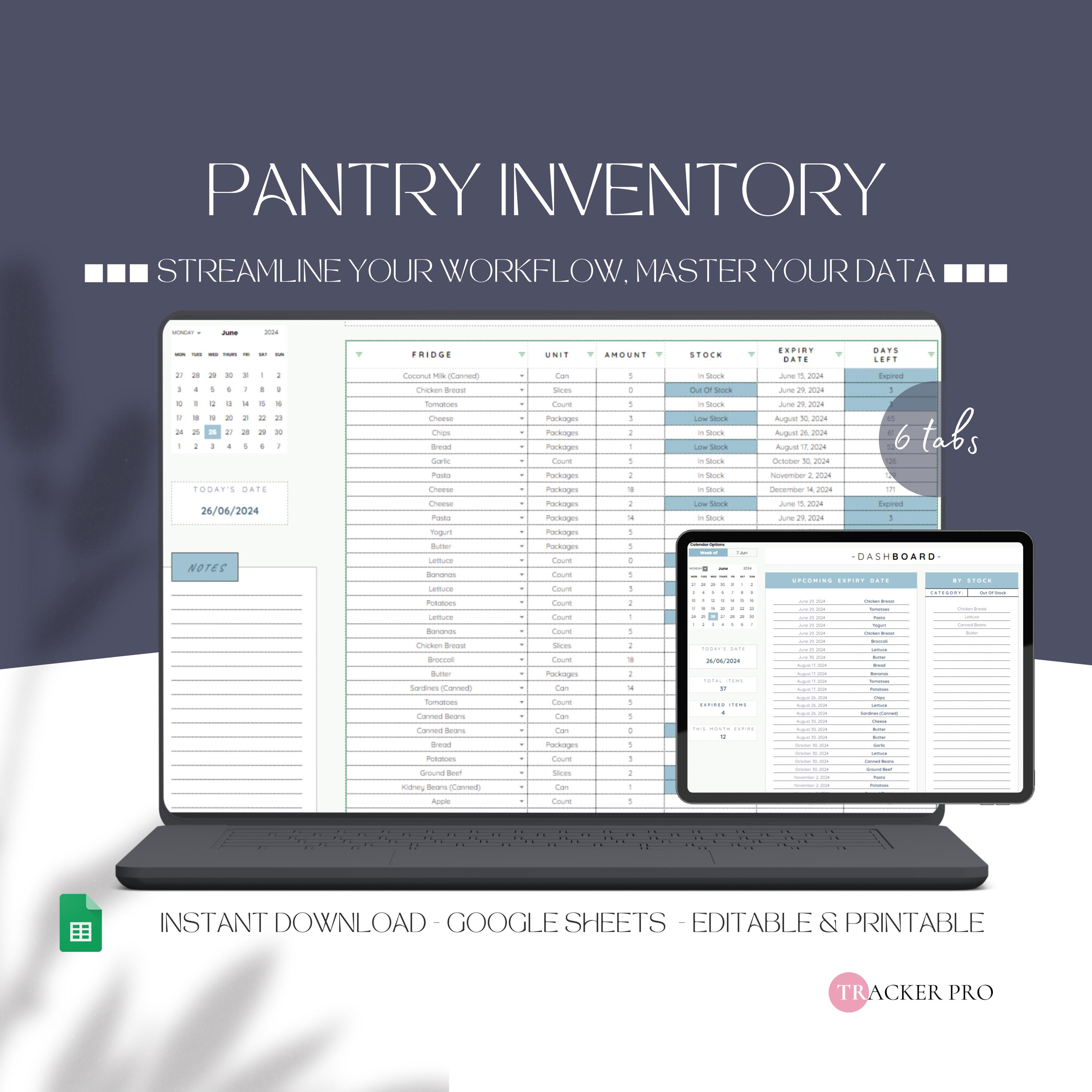 Pantry Planner, Pantry Inventory Template, Pantry List, Food Inventory ...