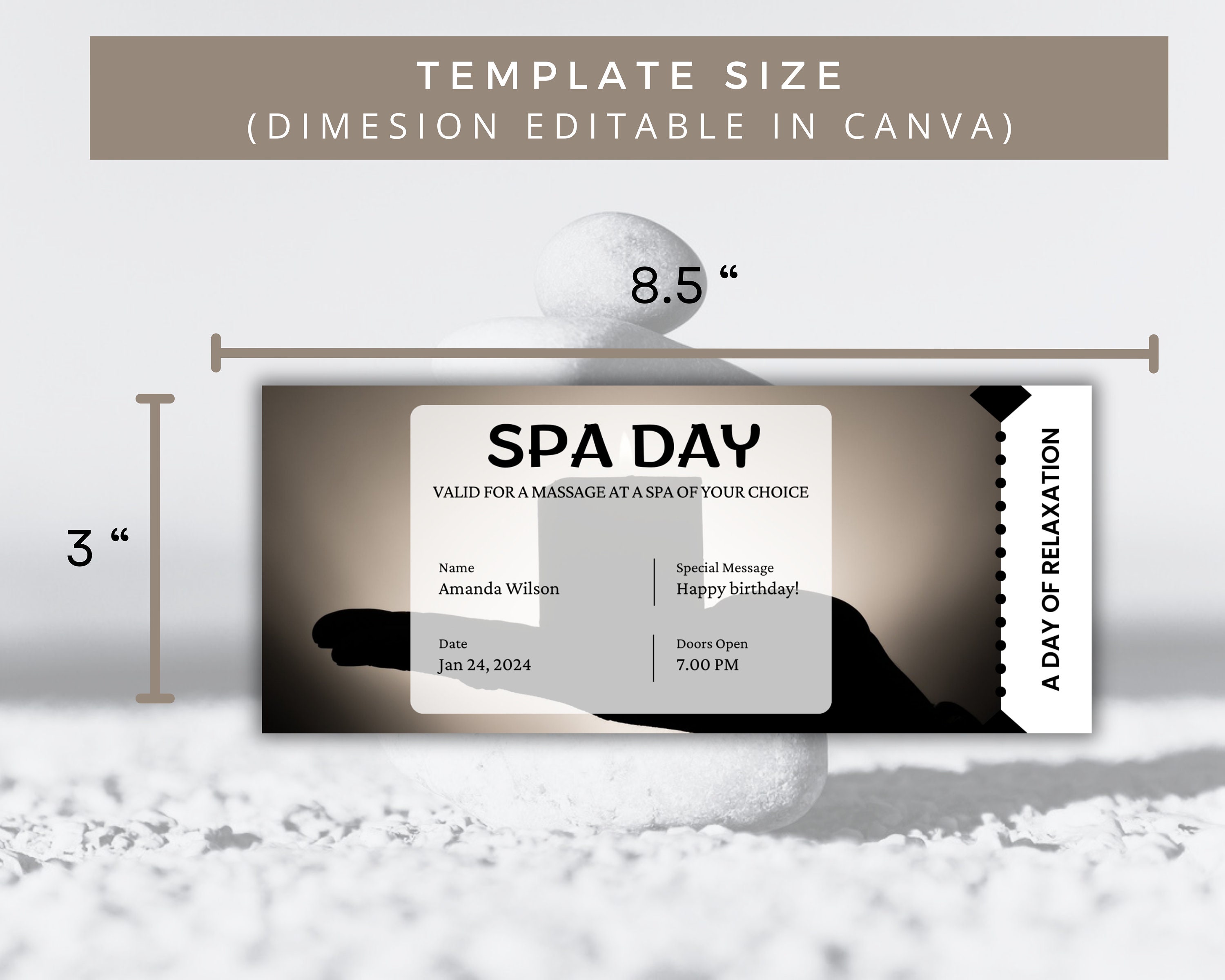 Editable Spa Day Voucher Personalized Massage Coupon Printable Gift ...