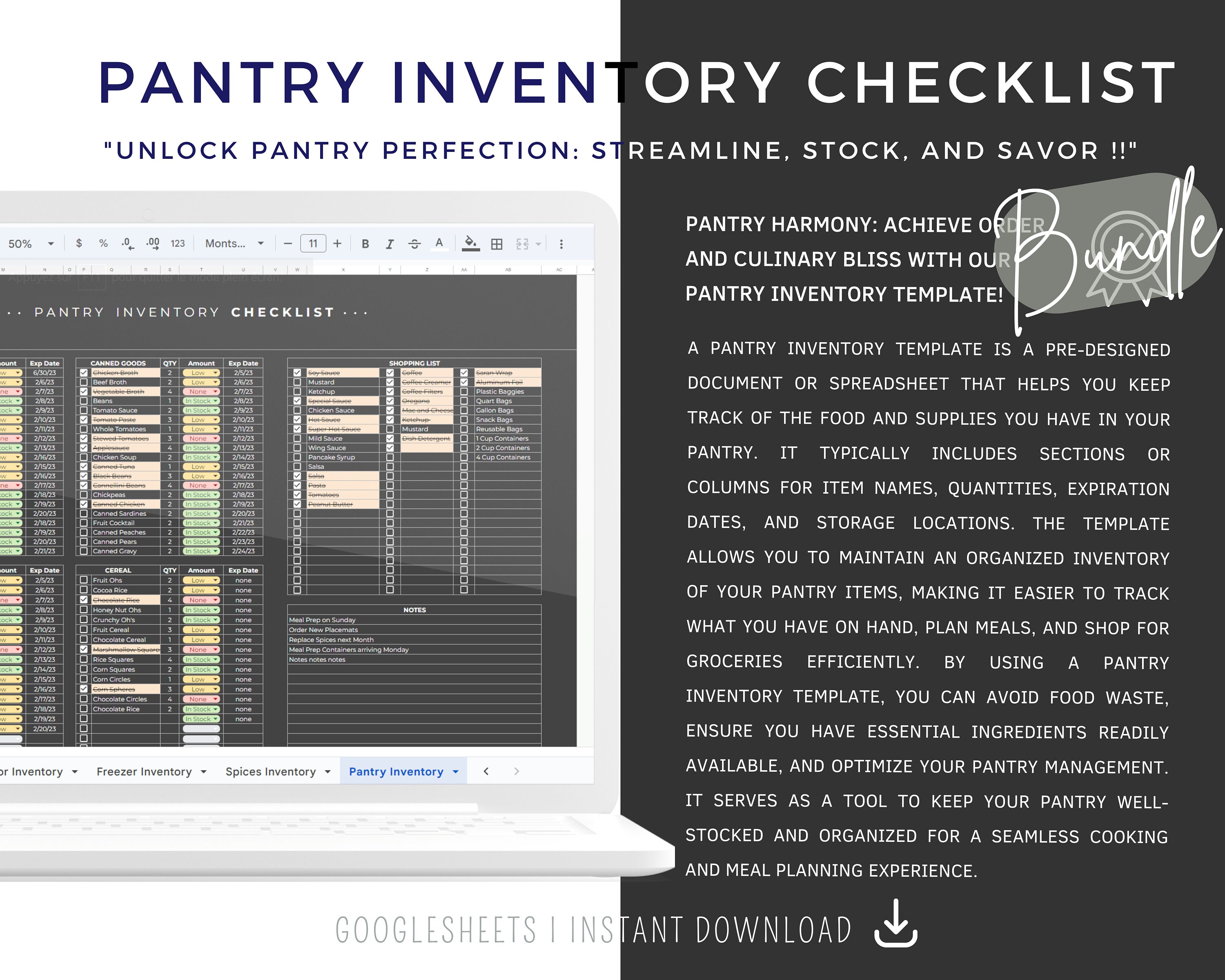 Food Inventory Ultimate Bundle, Food Tracker Spreadsheet Template List ...