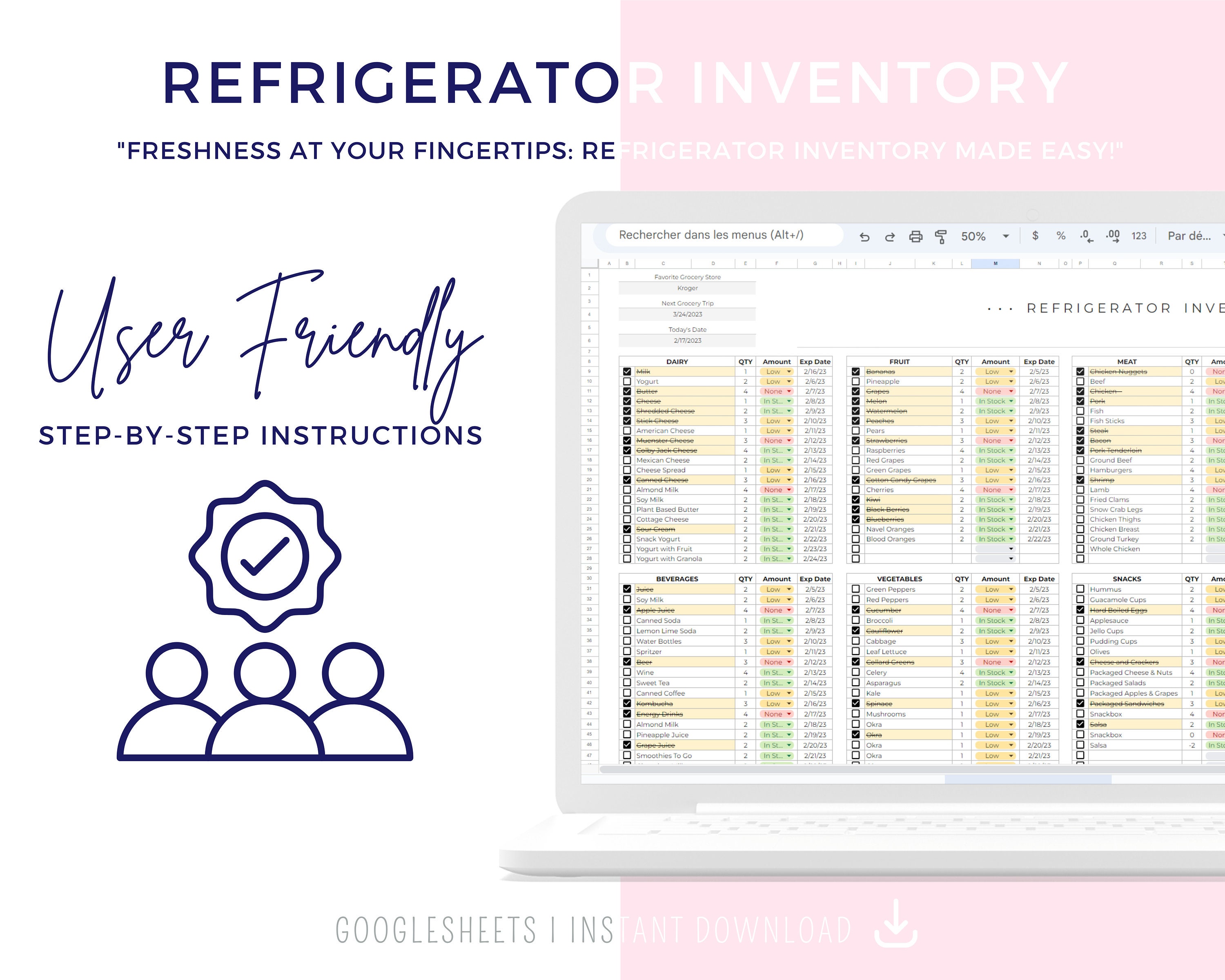 Refrigerator Inventory Template, Refrigerator Checklist, Refrigerator ...