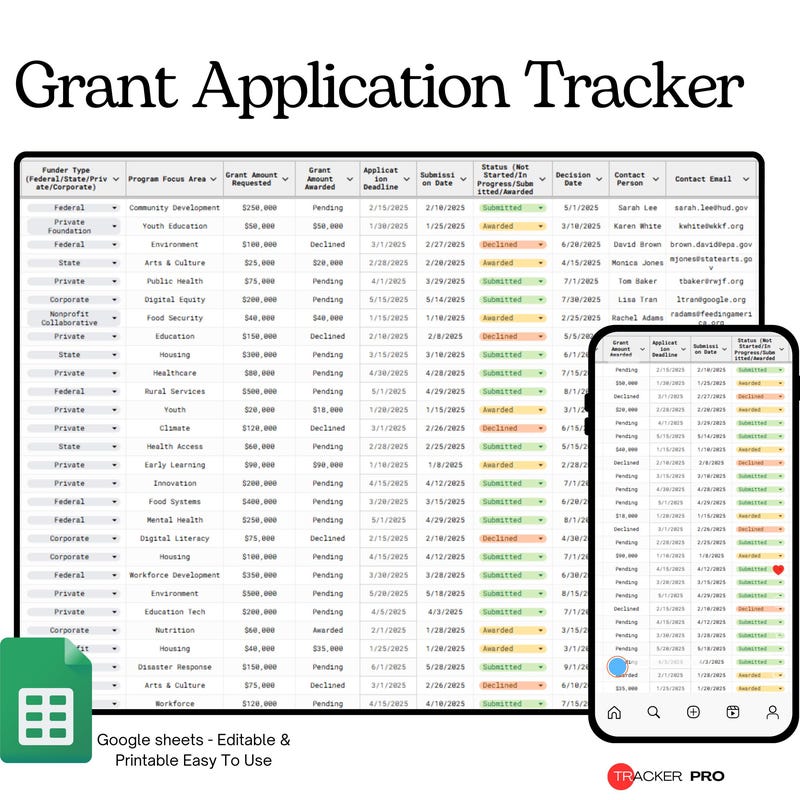 Proposal Tracker Sheet - Etsy