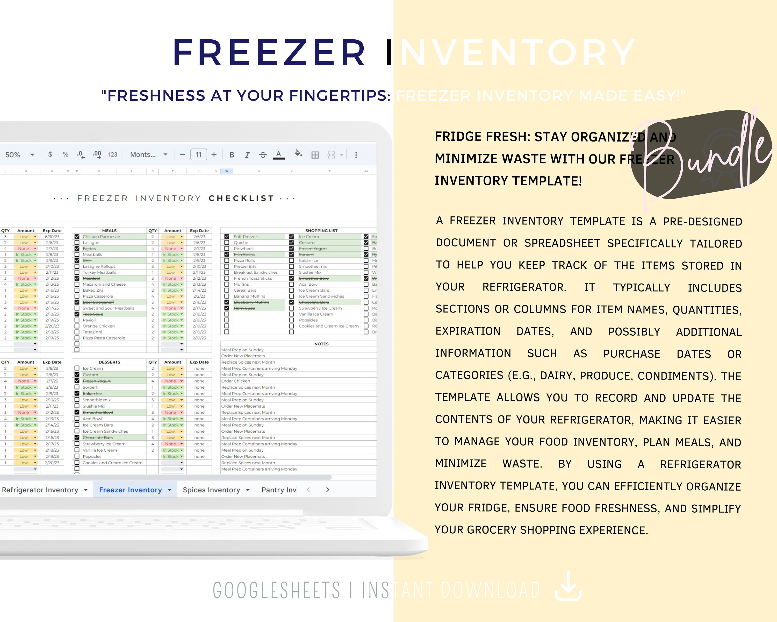 Inventory,pantry Inventory, Freezer Inventory,spice Inventory, Fridge ...