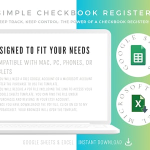 Simple Checkbook Register Google Sheets Spreadsheet, Track Your Bank ...