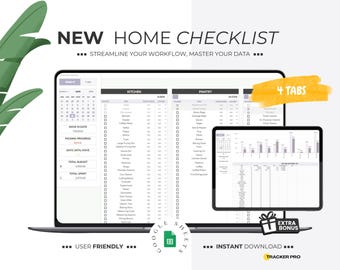 New Home Checklist Template Excel Spreadsheet, First Apartment List, New House Checklist ...