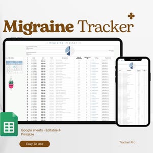 Monthly Migraine Tracker Digital Template, Headache Pain Tracker ...