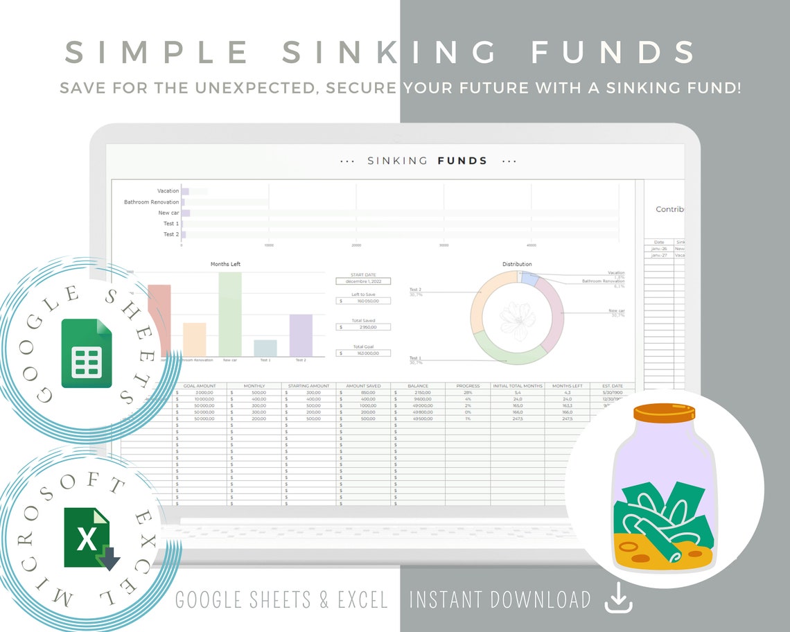 Finance Planner, Sinking Funds Tracker Spreadsheet for Google Sheets ...