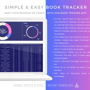 Book Tracker Excel, Book Tracker Log, Book Tracking Checklist, Book ...
