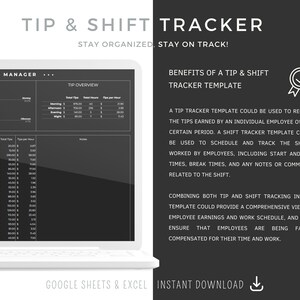 Tip Tracker Excel Spreadsheet, Tips Tracker, Tip Shift Tracker, Server Tip Tracker, Tip Log ...