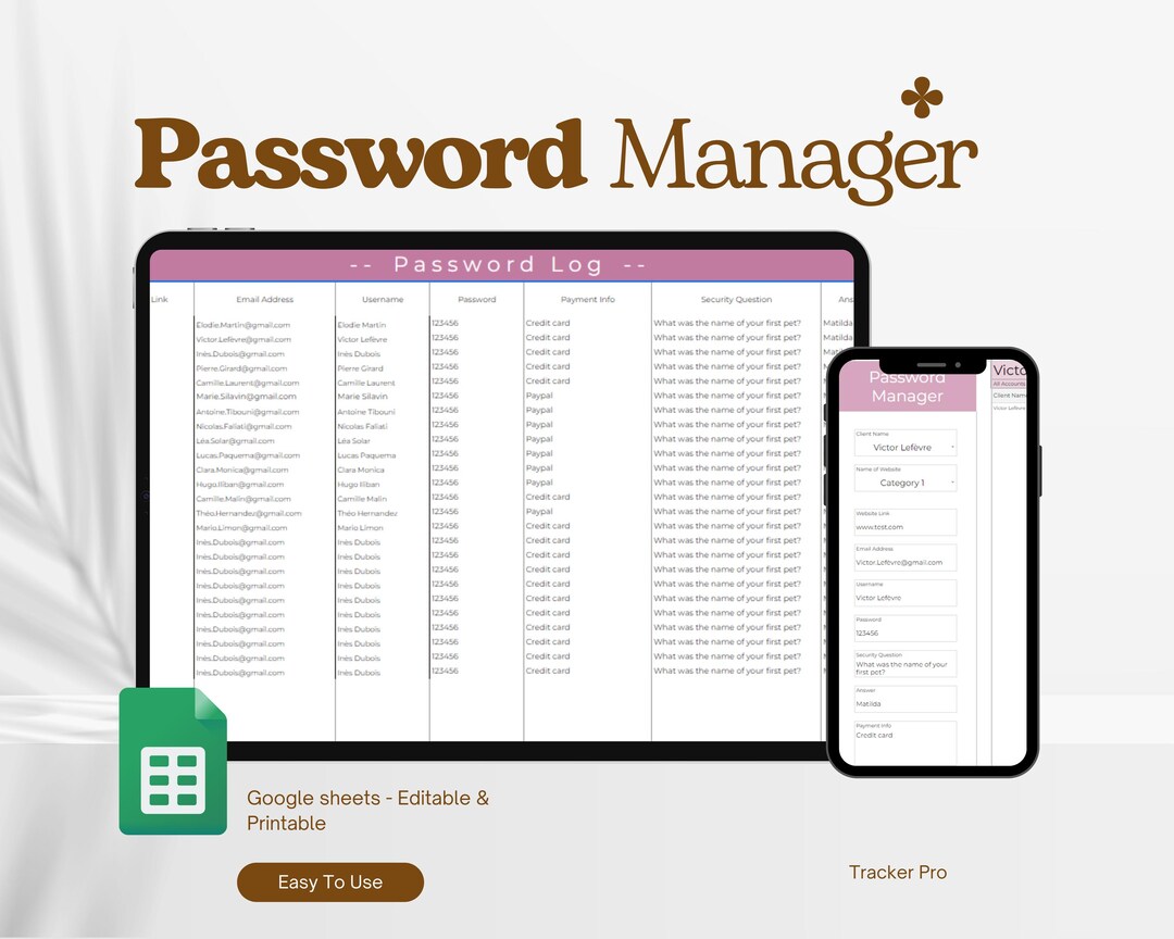 Password Tracker Excel Spreadsheet, Password Template, Password Log Template, Password Keeper ...